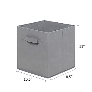 MAX Houser Storage Bins Cubes Baskets Containers with Dual Handles for Home Closet Bedroom Drawers Organizers,Foldable,10.5x10.5x11 Inches,Set of 6