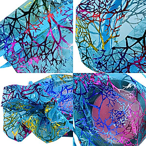 Marrywindix 100pcs Blue Organza Drawstring Pouches Jewelry bags, Candy Pouch Chocorate Pouch Party Wedding Favor Gift Bag