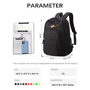 abshoo Classical Basic Womens Travel Backpack For College Men Water Resistant Bookbag (Black)