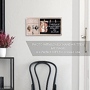 Key Hooks Photo Hangers Chalkboard Wall Mounted Keychains Organizer - Bohemian Hanging Photo Note Board Key Racks Hanger Suitable for Entryway, Front Door, Hallway for Boho and Rustic Decor.