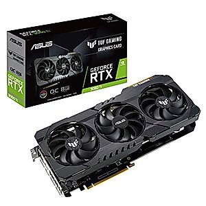 ASUS TUF Gaming NVIDIA GeForce RTX 3060 Ti OC Edition Graphics Card (PCIe 4.0, 8GB GDDR6, HDMI 2.1 , DisplayPort 1.4a, Dual Ball Fan Bearings, Military-Grade Certification, GPU Tweak II), Black