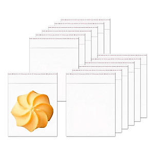 KnR Harmony Square Cello Bags 4x4 500pcs Resealable Cellophane Bags Self Adhesive Plastic Bags for Cookie Bakery Candy Soap Cards Snacks Food Treat Gift Favor 6 Sizes to Choose from