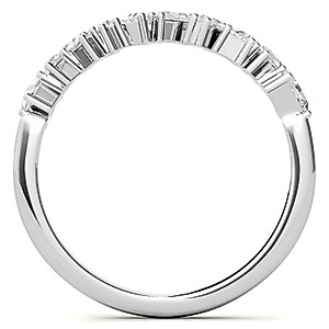 Excellent Baguette Brilliant Cut 0.48 Carat, Moissanite Diamond Promise Band, Prong Set, Eternity Sterling Silver Band, Valentine's Day Jewelry Gifts, Customized Band (5)