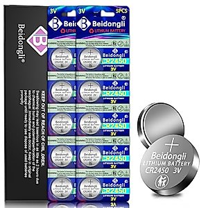 Beidongli CR2450 Battery 3V CR2450 Lithium Batteries (10 Count)