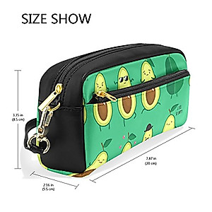 YZGO Pencil Case Funny Cute Avocados Emoticon Portable Pen Organizer Cosmetic Bag PU Leather Large Capacity for Travel