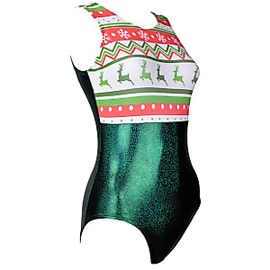 Look-It Activewear Holly Jolly Christmas Leotard for Gymnastics, Dance or Tumbling Child X-Large (size 12-14)