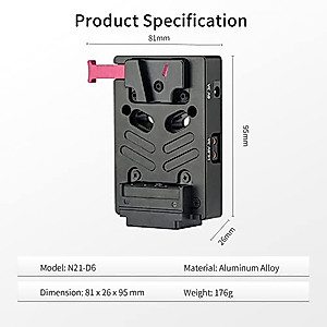 Nitze V Mount Battery Plate with 8V/3A DC, 14.8V/3A D-tap and PD 3.0 USB-C Output Ports Mini V Mount Plate - N21-D6