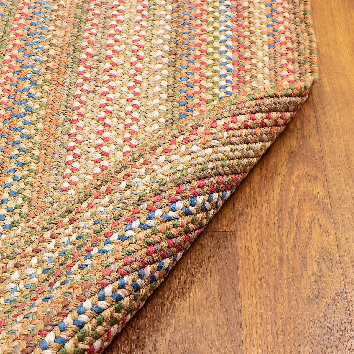 Super Area Rugs Roxbury American Made Braided Rug for Indoor Outdoor Spaces, Straw Beige/Natural Multi, 2' X 3' Oval