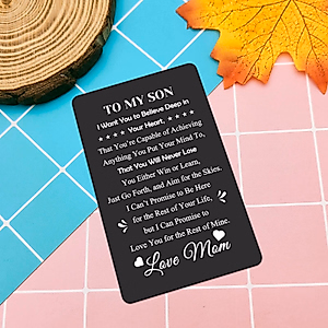 Wallet Insert Card for Son from Mom To My Son Inspirational Gifts Engraved Wallet Card Inserts Inspirational Card Birthday Graduation Wedding Gift Ideas Mom to Son Gifts Son Wallet Card from Mom
