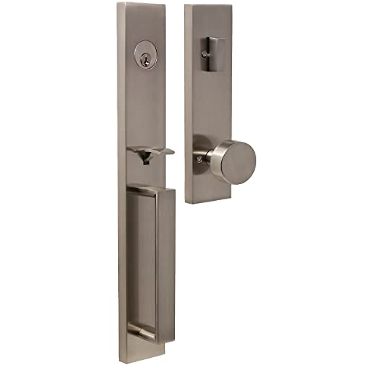 Weslock Xanthis Single Cylinder Handle Set with Mesa Knob (Satin Nickel, Keyed Handleset)