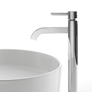 Kraus FVS-1007-PU-10CH Ramus Single Lever Vessel Bathroom Faucet with Matching Pop Up Drain Chrome