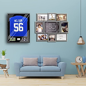Snail 32"x24" Jersey Frame Display Case Wooden Wall Mounted Shadow Box for Baseball Basketball Football Soccer Hockey Sport Shirt, Plus Displaying Two Idol's Photos and One Signature, Black Finish