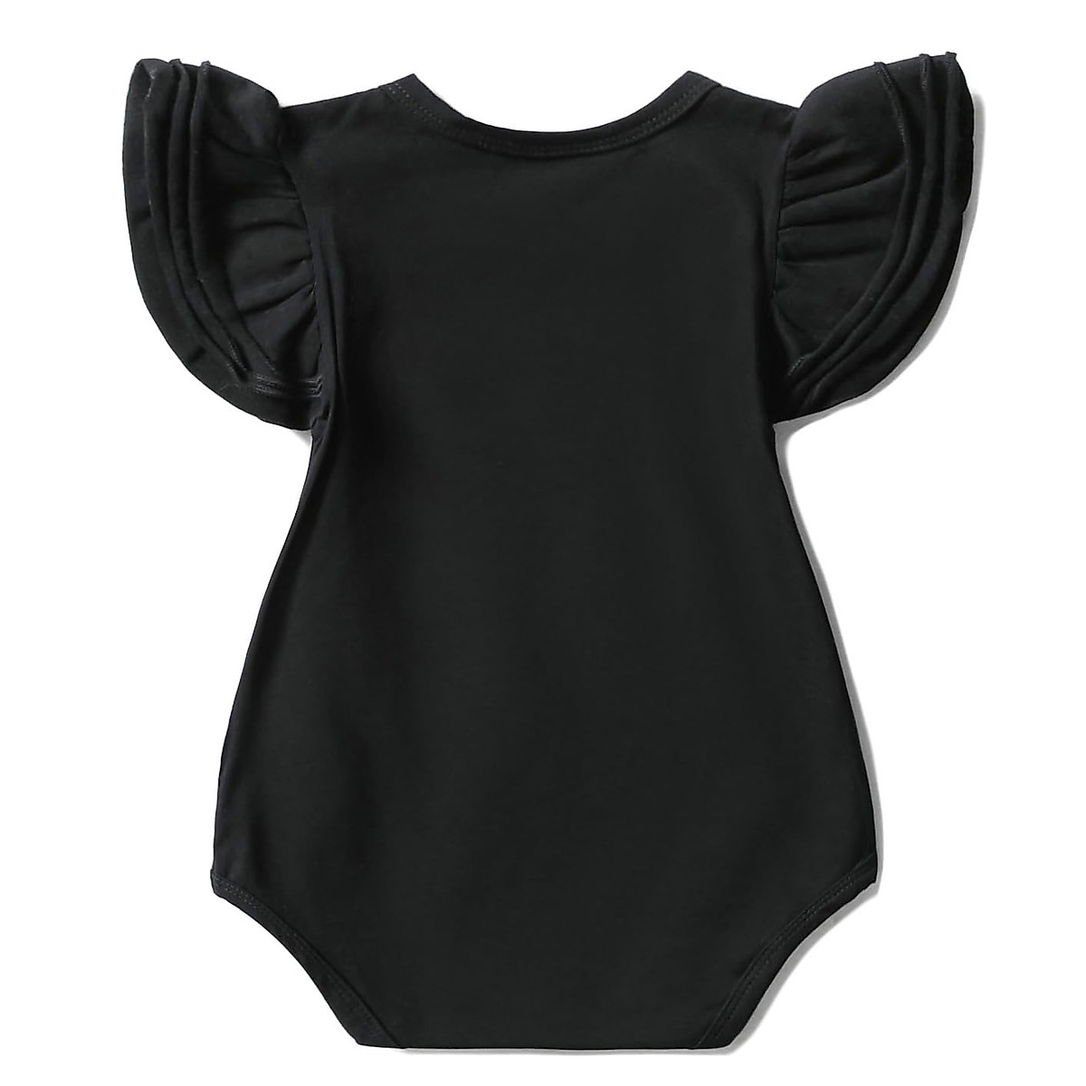 Y·J Back home Black Baby Girl Ruffle Black Onesie Shirt Infant Cotton Clothes Toddler Suit Clothing Summer Onepiece Outfit Sleeveless Bodysuit Newborn Romper,0-3 Months