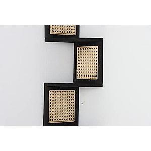 ND RongFeng Corner Shelf 4 Shelves for Wall Storage, Easy Assemble Floating Wall Shelf for Bedroom and Living Room (Black)