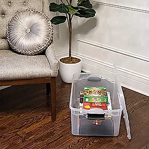 Homz 64 Quart Multipurpose Stackable Storage Container Tote Bins with Secure Latching Lids for Home and Office Organization, Clear (2 Pack)