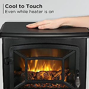 TURBRO Suburbs 20 Inches Infrared Electric Fireplace Stove, 1400W Freestanding Fireplace Heater with Overheating Safety Protection, Portable Indoor Space Heater, Black