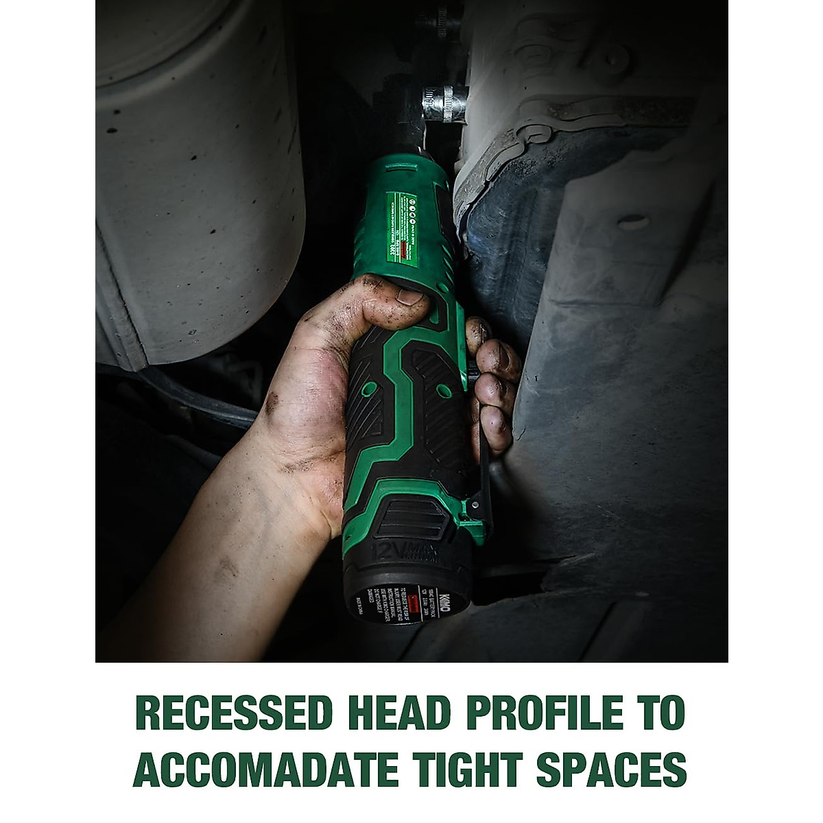 KIMO Cordless Electric Ratchet Wrench Set, 40 Ft-lbs, 400 RPM, 3/8" 12V Cordless Ratchet Kit w/ 60-Min Fast Charge, Variable Speed Trigger, 2-Pack Lithium-Ion Batteries, 8 Sockets