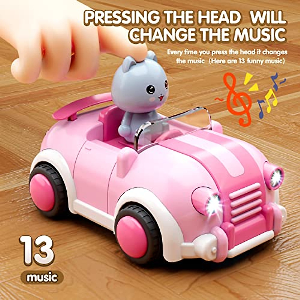 LOVE LIFE Girls Toys Age 3+,Remote Control Cars for Kids,with 3 Cartoon Dolls, RC Car with Music and Lights,Gifts for 3+ Year Olds Boys Girls