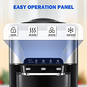 COWSAR Water Cooler Dispenser with Built-in Ice Maker, Water Dispenser Countertop for 3-5 Gallon Bottle, 3 Temperature Settings - Hot, Cold & Room Water