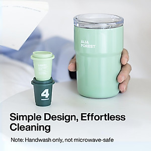 SaturnBird 12 oz Coffee Mug with Lid, for Cold & Hot Drinks, Vacuum Insulated Stainless Steel Coffee Tumbler for Cold & Hot Drinks, Reusable Double-Wall, BPA-Free, Seafoam Green (NO.2)