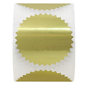 Hycodest 2" Certificate Paper Reward Stickers Embossing Labels 300 Stickers (Gold)