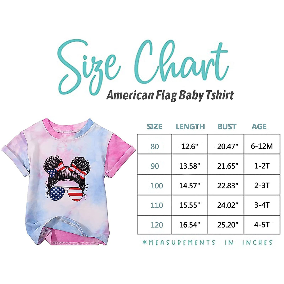 4th of July American Flag Baby Girls Shirt Messy Bun T-Shirt Patriotic Tee Tops O-Neck Short Sleeve USA Clothes