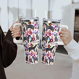 puhnhsv 40 oz Bernese Mountain Dog Tumbler with Handle, Insulated Cup Bernese Mountain Lovers Gifts