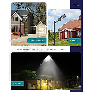 Lovus 3000W LED Solar Street Light Outdoor, 300000LM Commercial Solar Flood Security Light Dusk to Dawn with Motion Sensor, 6000K Solar Parking Lot Lights for Wall, Pole, ST1000-086