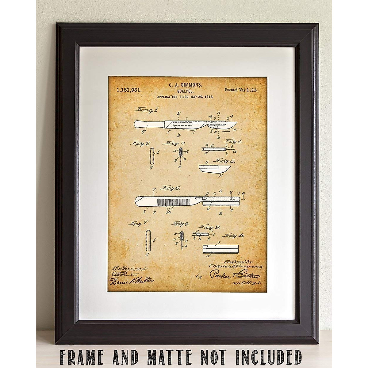 Scalpel Patent Print - Surgical Knife Poster, Surgery Room and Office Wall Decor, Gifts for Surgeon Doctors, Medical Student and Paramedic Gifts, 11x14 Unframed Art Print Poster