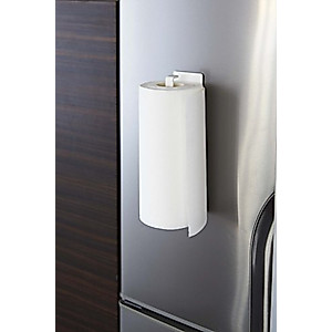 Yamazaki KT-PL AK WH Plate Magnetic Paper Towel Holder, 約W6×D5.5×H24.5cm, White