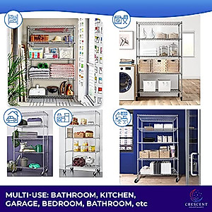 Crescent 4000 LBS 36L 18W 76H Chrome, 5 Tier Racks for Storage, Heavy Duty Wire Shelving Rack with 4" Casters