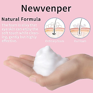 Newvenper Lash Shampoo for Eyelash 100ML + Brush & Mascara Wand Eyelid Foaming Cleansing, Eyelash Extension Cleanser Remover,Makeup Remover,Salon and Home Use
