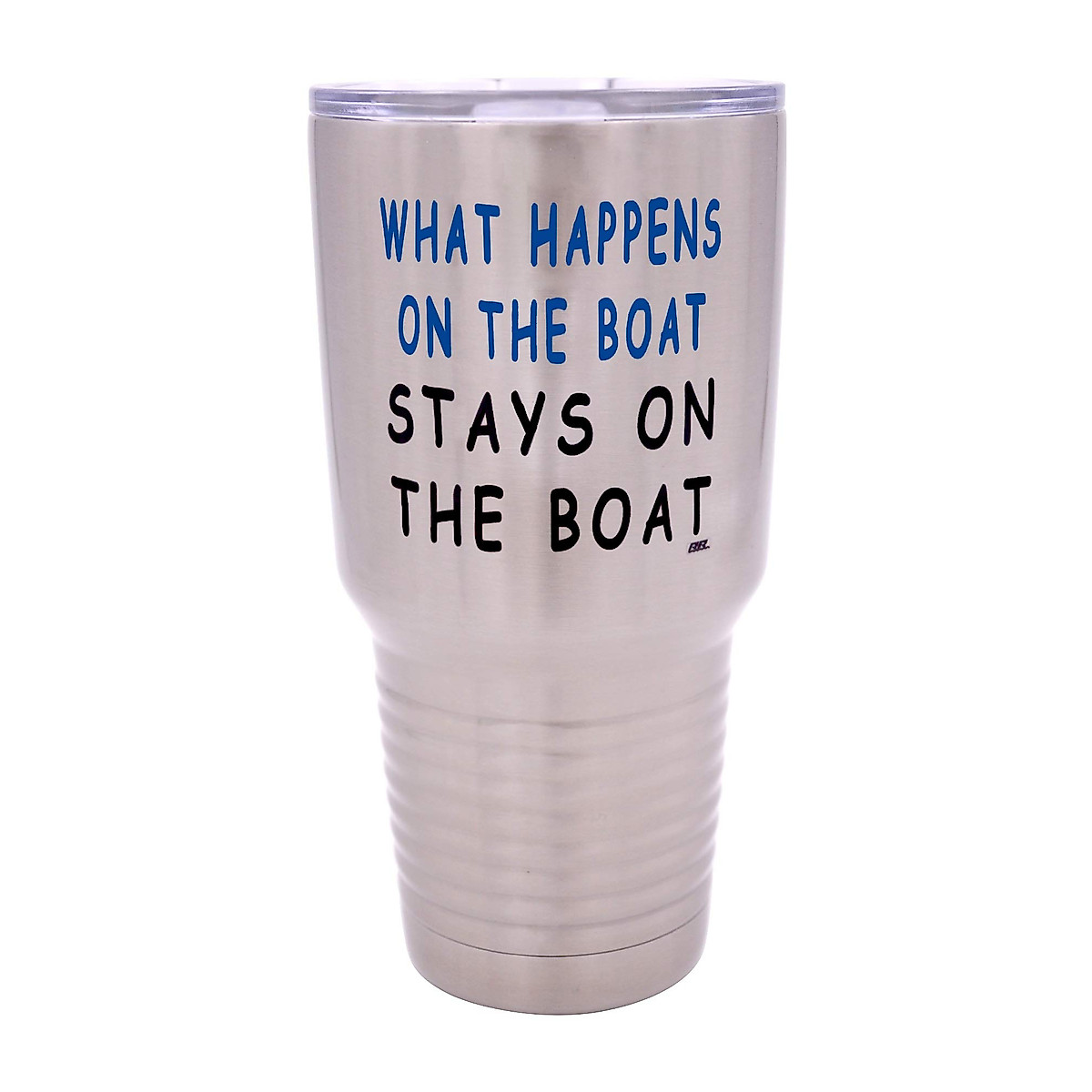 Rogue River Tactical Large Funny Fishing 30 Ounce Travel Tumbler Mug Cup w/Lid What Happens on The Boat Stays On The Boat Fishing Gift Fish