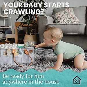 HOME FOR EACH - Portable Diaper Caddy Storage Bag with Roll Lid and Removable Dividers, Caddy Organizer for Nursery, Changing Table, Car and More, Travel-Friendly Baby Caddy for Infant Essentials