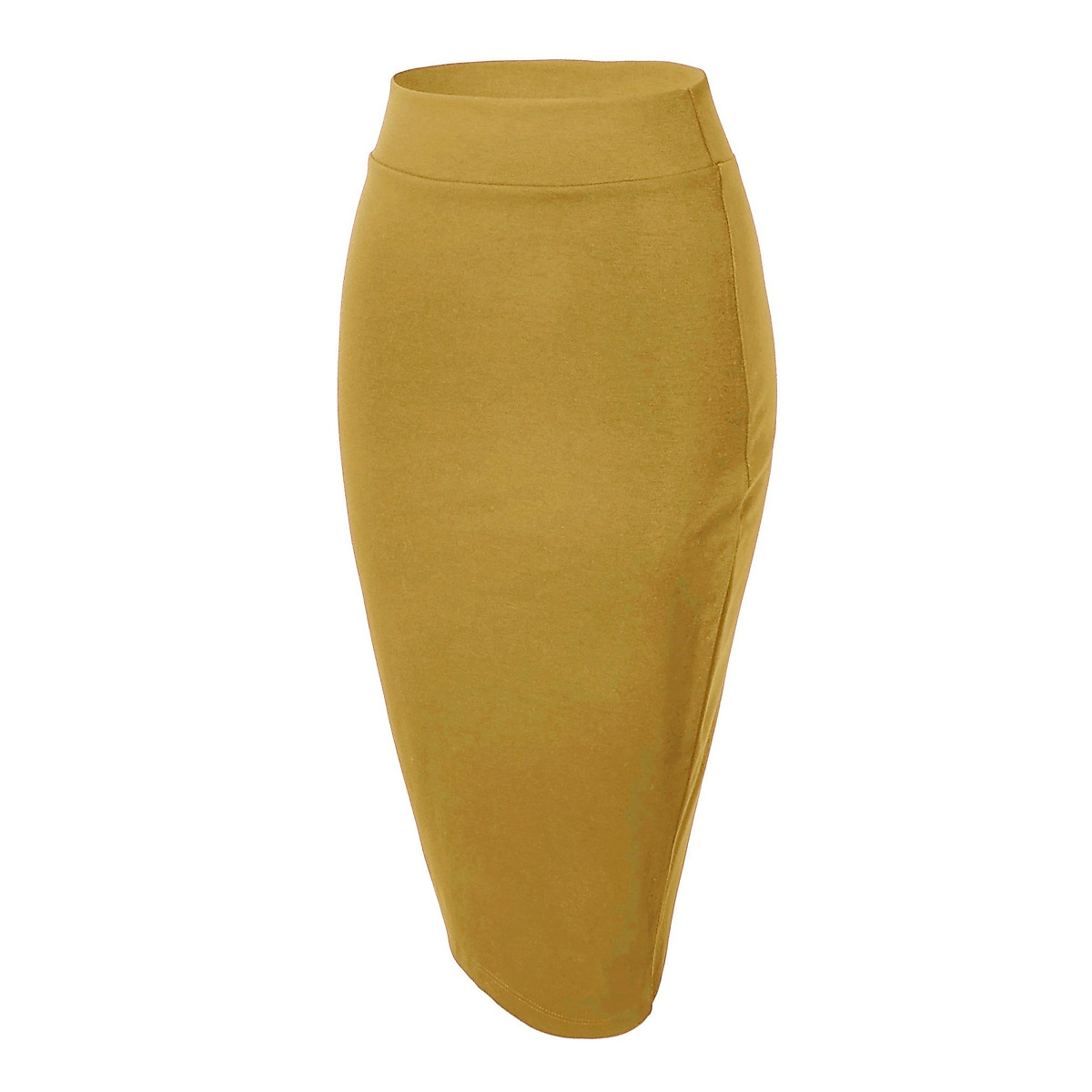 Urban CoCo Women's Elastic Waist Stretch Bodycon Midi Pencil Skirt (as1, Alpha, x_l, Regular, Regular, Turmeric)