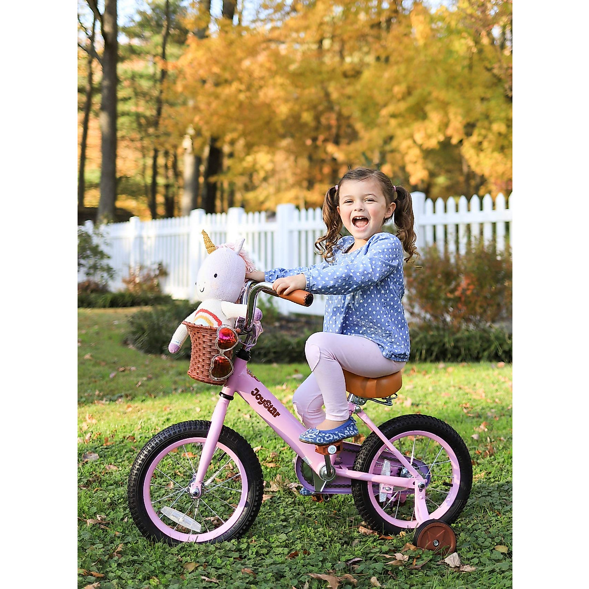 JOYSTAR 14 Inch Kids Bikes with Training Wheels & Basket, Vintage Girls Bike for Toddler of 3-5 Years Old Girls & Boys, Kids Bicycle, Pink