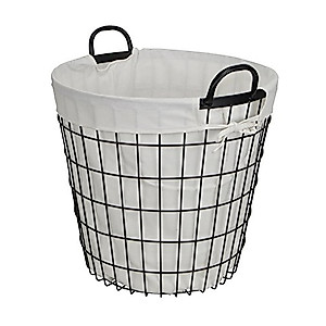Cheung's 16S004 Lined Metal Wire Basket with Handles, Black