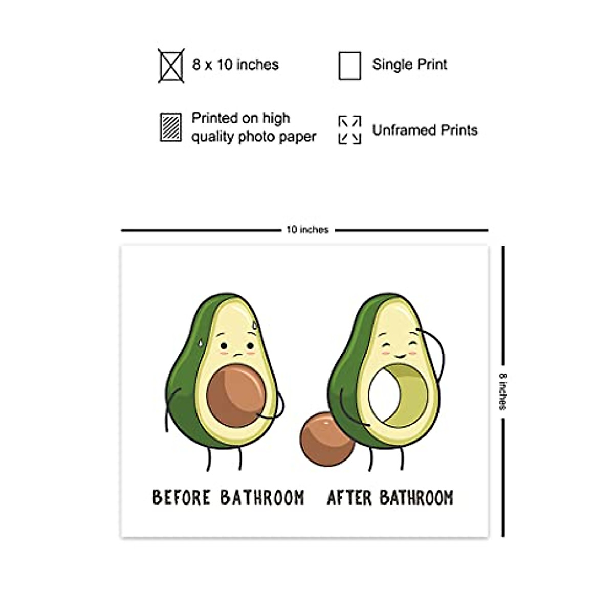 Funny Cute Bathroom Wall Art Sign for Women, Men, Kids Bath, Powder Room, Restroom - Unique Original Powder Room Or Guest Bathroom Decor, Home Decoration - 8x10 UNFRAMED Poster Print Artwork