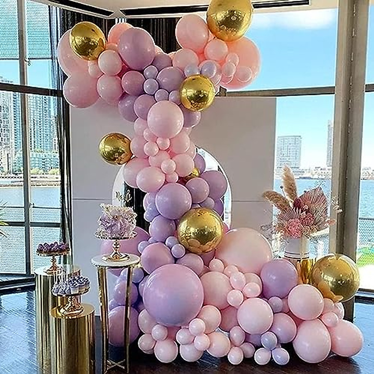 Purple and Pink Balloon Arch Kit, Pink Purple Gold Balloons Garland Kit with Butterfly Sticker for Purple Theme Birthday Party Bridal Wedding Decorations Baby Shower for Girl Women