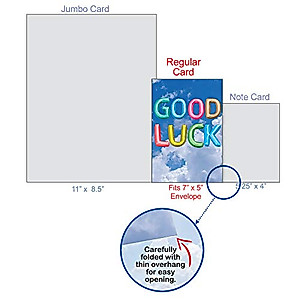 The Best Card Company - Cute Good Luck Card with Envelope - Colorful Sky and Balloons, Kids Greeting (Not 3D or Raised) - Inflated Messages Good Luck C5651SGLG