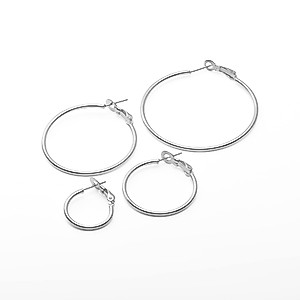 Amazon Essentials Sterling Silver Lightweight Paddle Back 40mm Hoop Earrings (1.5 Diameter) (previously Amazon Collection)