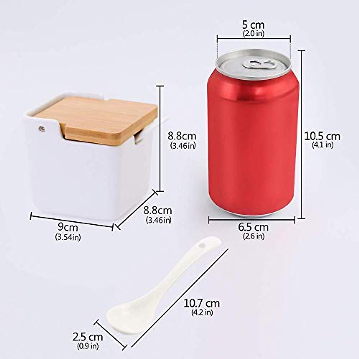 Lucky Goddness Ceramic Sugar Bowl with Bamboo Lid and Spoon,Porcelain Sugar Container for Home Kitchen,Salt Condiment for Sugar Tea Coffee Spice,White,9 Fl oz 270ML