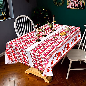 3 Pack Valentine's Day Tablecloth Disposable Thick Valentines Day Table Cover Plastic Rectangular Red Heart Tablecloths Valentines Day Party Supplies Wedding Anniversary Birthday Decor (54 x 87 Inch)