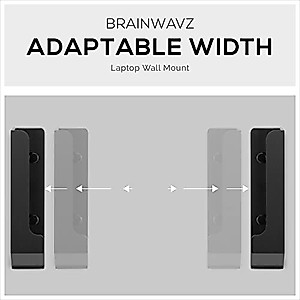BRAINWAVZ Wall Mount Laptop Holder with Adhesive & Screw in, 1.2" / 31mm, for Macbooks, Surface, Keyboards, Switch, Tablets & More