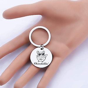 PLITI Chinchilla Gift Chinchilla Lovers Gift Chinchilla Mom Birthday Gift Chinchilla Dad Gift Animal Lover Gift Pet Owner Gift Veterinarian Gift Chinchillin' Keychain For Friend