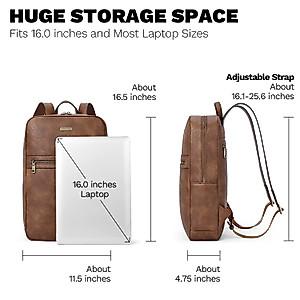 CHOLISS Laptop Backpack for Women&Men,15.6" Computer Backpack,Retro Vegan Leather Travel Work School College Bag Durable Daypack