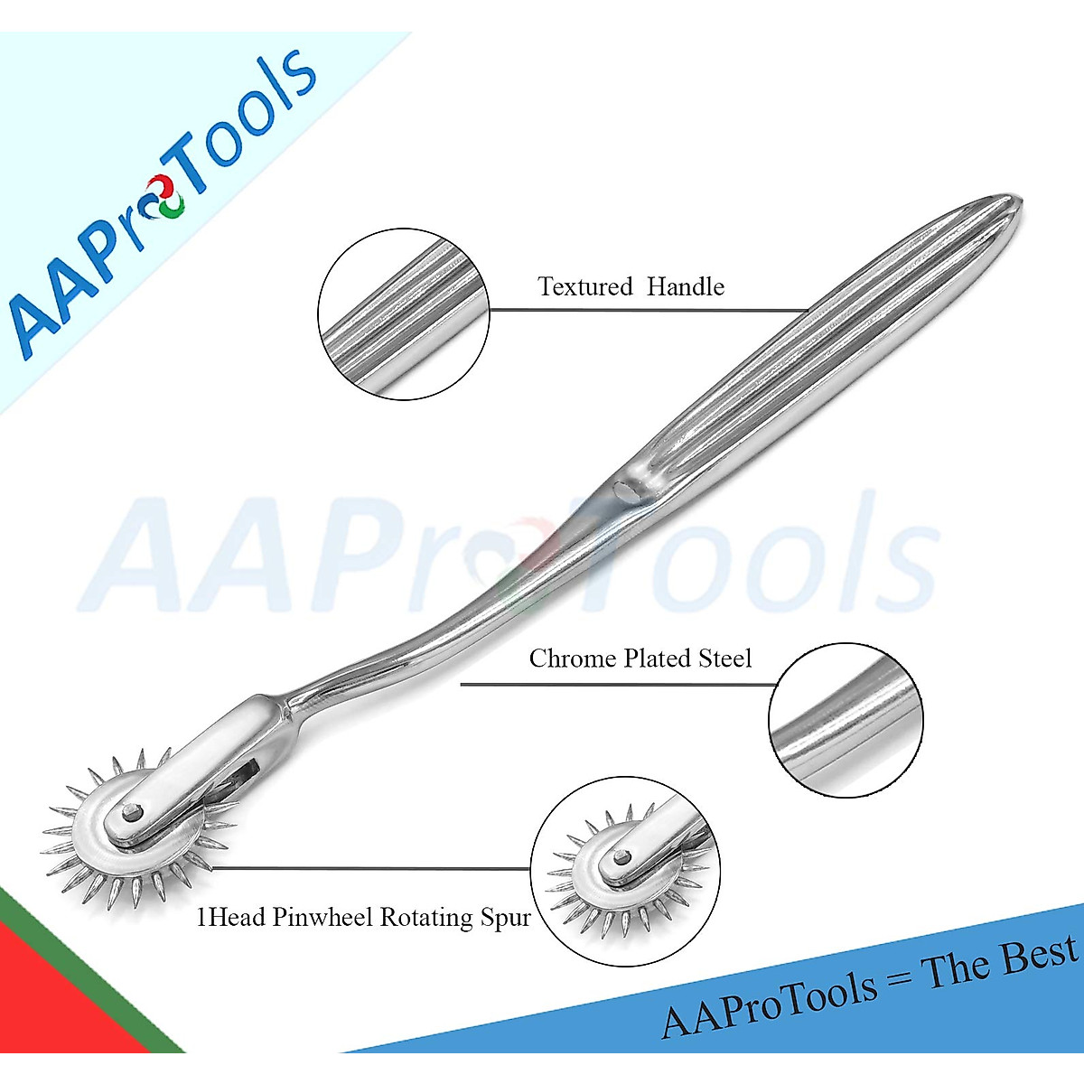 AAProTools Set of 7 Pcs Diagnostic Neurological Wartenberg Sensory Pinwheel Pin Wheel 1, 2, 3, 4, 5, 7, 10 Head