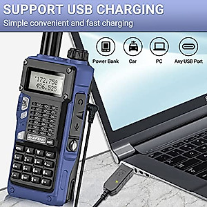 Baofeng Radio Handheld Ham Radio UV-S9 Pro 8W High Power Dual Band Portable Two Way Radio with Battery and USB Charger Cable Upgrade of UV-5R Walkie Talkies(Blue)