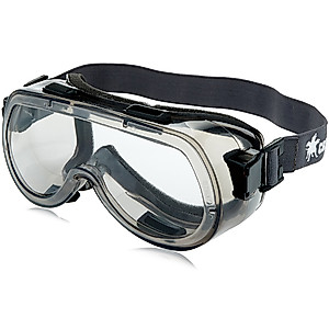 MCR Safety 2410F Verdict Polyvinyl Chloride Strap Foam Lining Safety Goggle with Smoke Frame and Clear Anti-Fog Lens