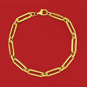 Ross-Simons Italian 14kt Yellow Gold Paper Clip Link Bracelet. 7 inches
